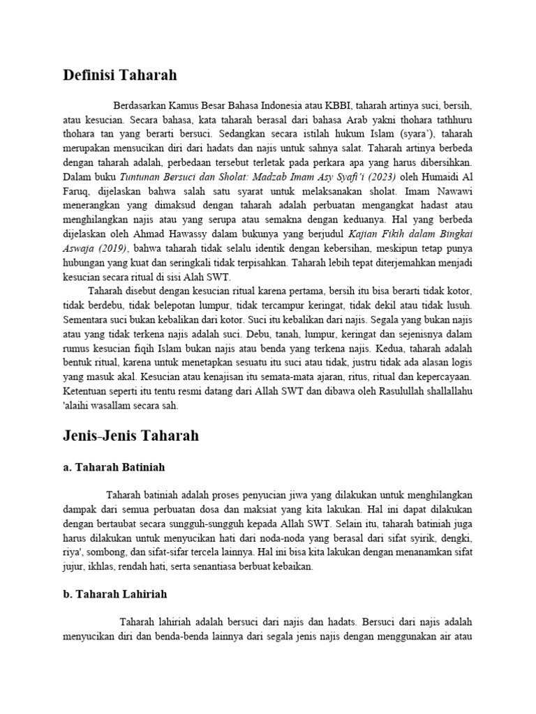 Panduan Taharah dalam Islam | PDF