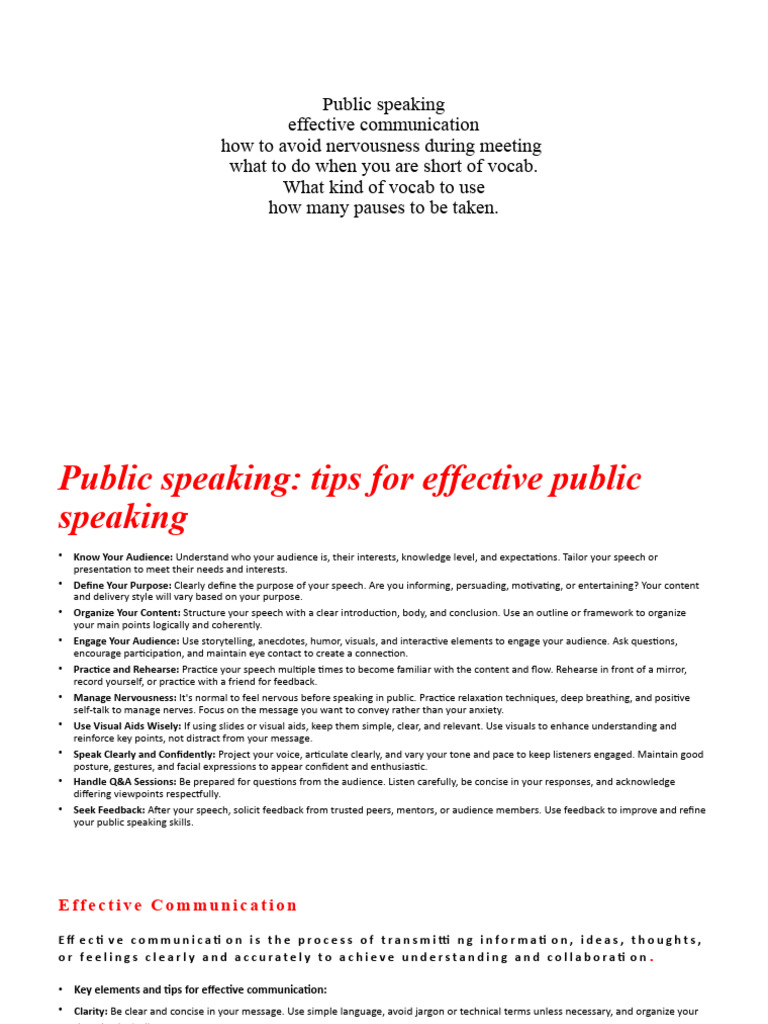 Public Speaking | PDF | Communication | Anxiety