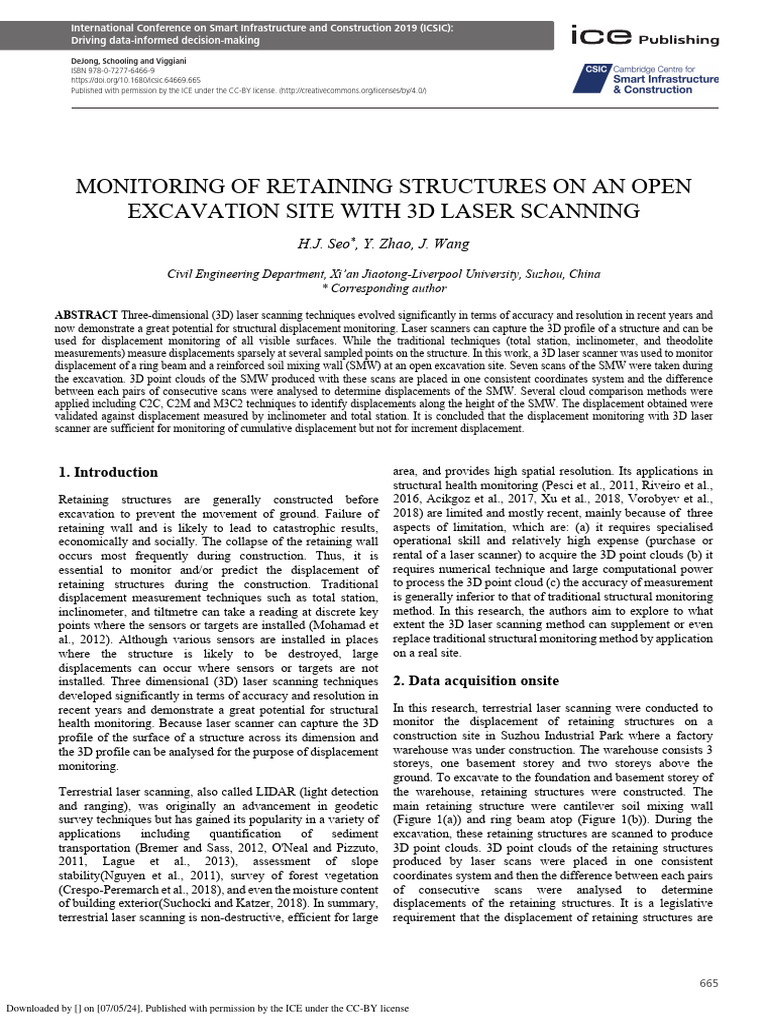 Monitoring of Retaining Structures on an Open Excavation Site With 3d Laser Scanning | PDF ...