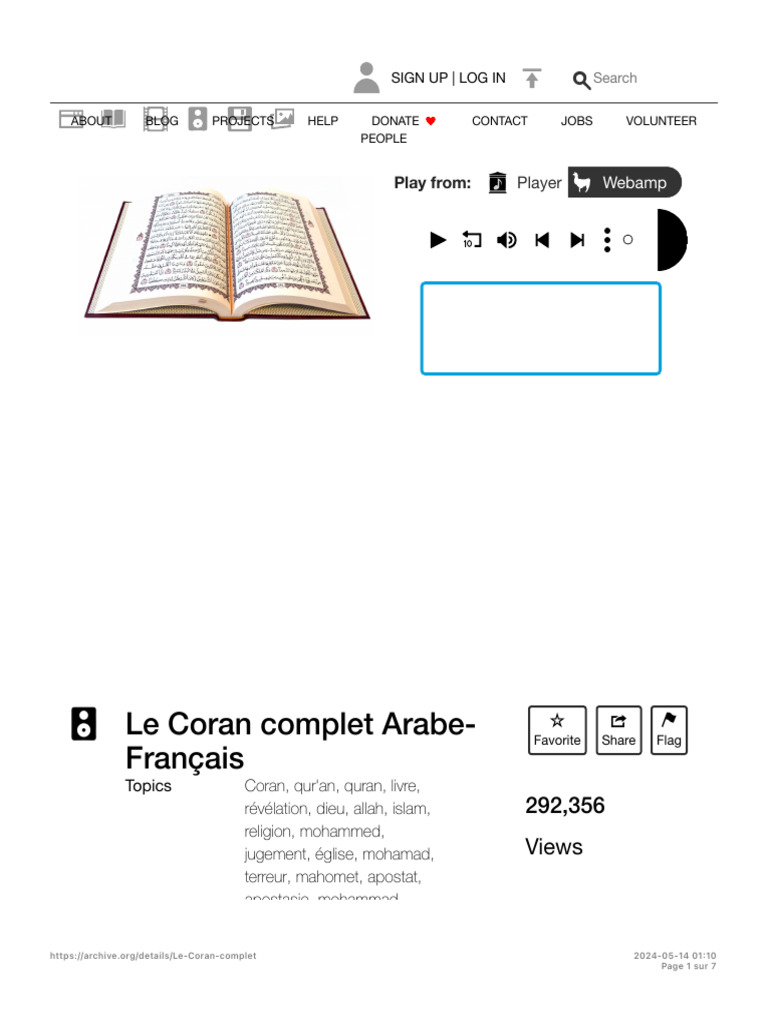 Le Coran Complet Arabe-Français | PDF | Muhammad | Quran