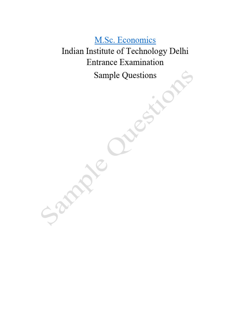 Sample Questions - MSC Delhi | PDF | Prices | Profit (Economics)