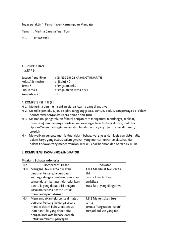 Tugas Paraktik 5 Pemantapan Kemampuan Mengajar | PDF | Karier & Perkembangan | Seni & Disiplin ...