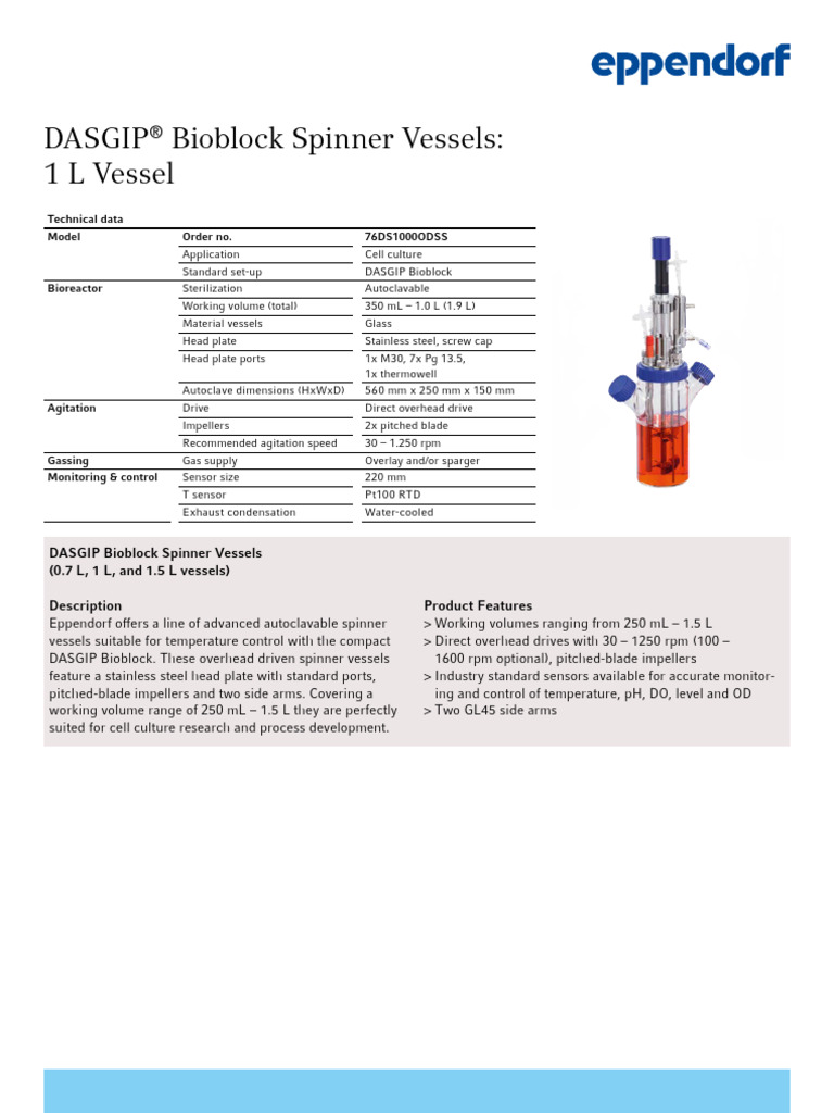 Flyer - DASGIP Bioblock Spinner 1 L - Eng | PDF | Pipe (Fluid ...