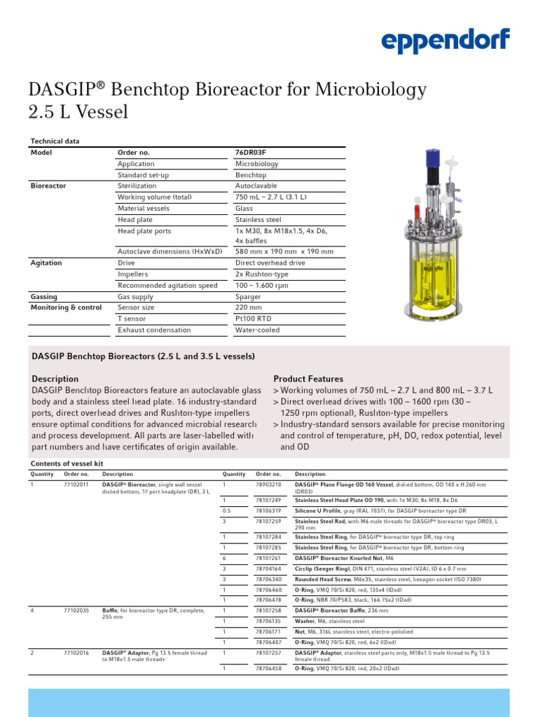 Flyer - DASGIP Benchtop Bioreactor For Microbiology - 2.5L - Eng | PDF ...
