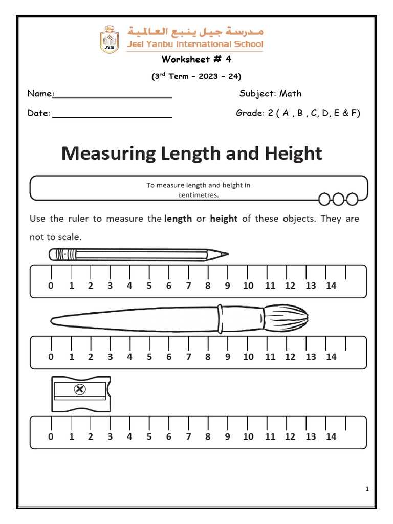 Grade 2 Math Worksheet 4 Length, Mass and Capacity Third Term 2023 | PDF