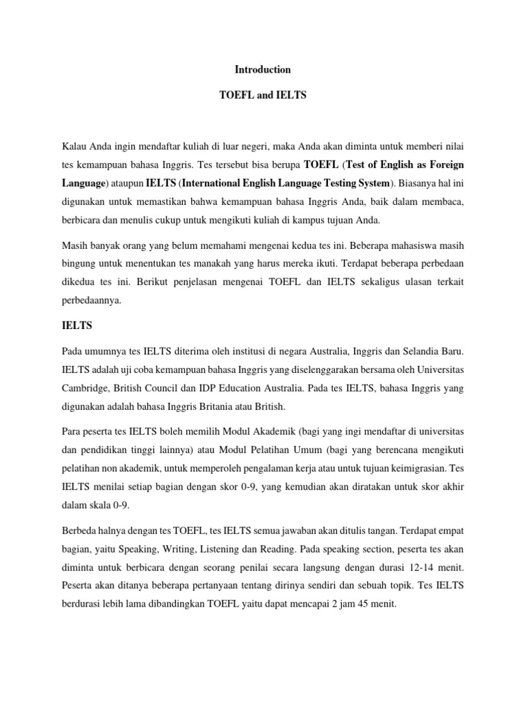 Introduction TOEFL and IELTS | PDF
