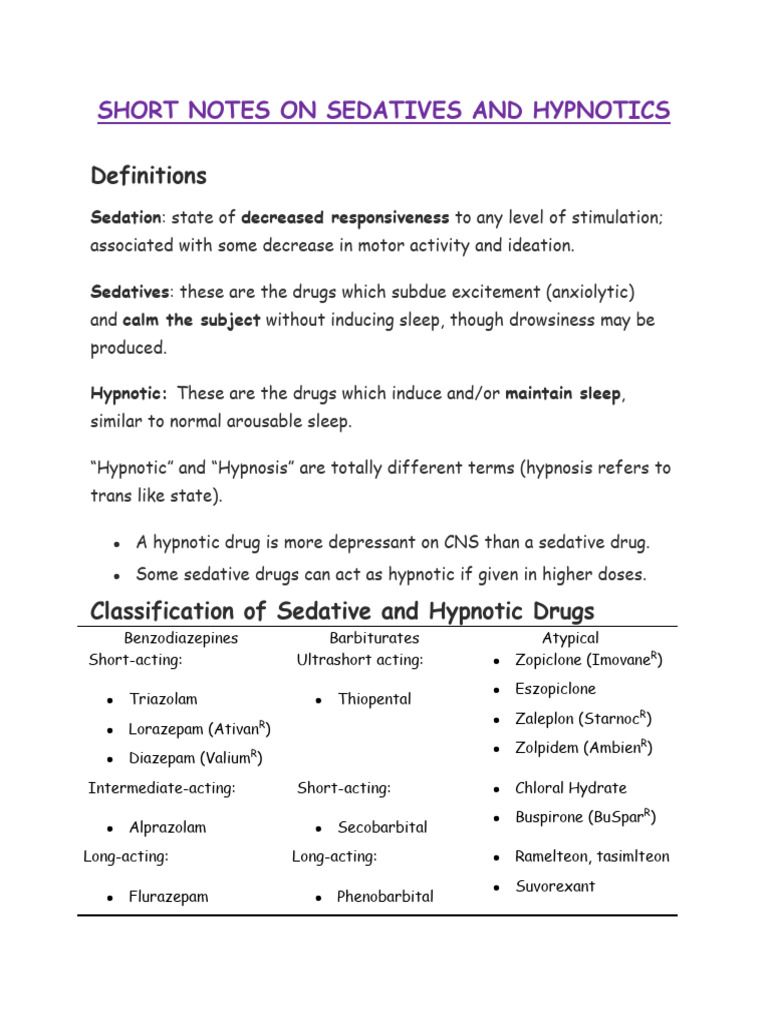 Sedatives and Hypnotics Overview | PDF | Benzodiazepine | Insomnia