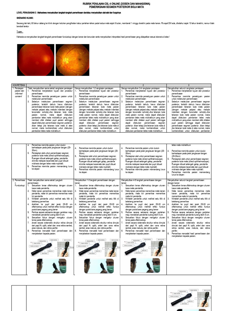 Rubrik Mahasiswa Pemeriksaan FUNDUSKOPI PDR Fix | PDF