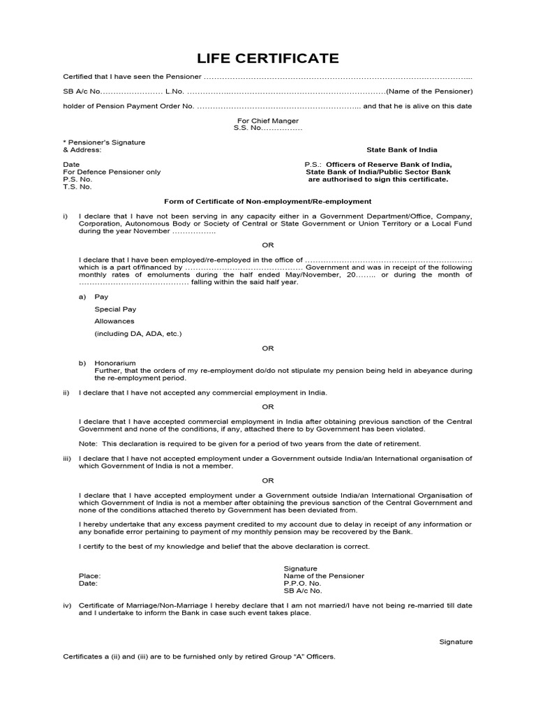 LIFE CERTIFICATE | PDF | Business | Banking