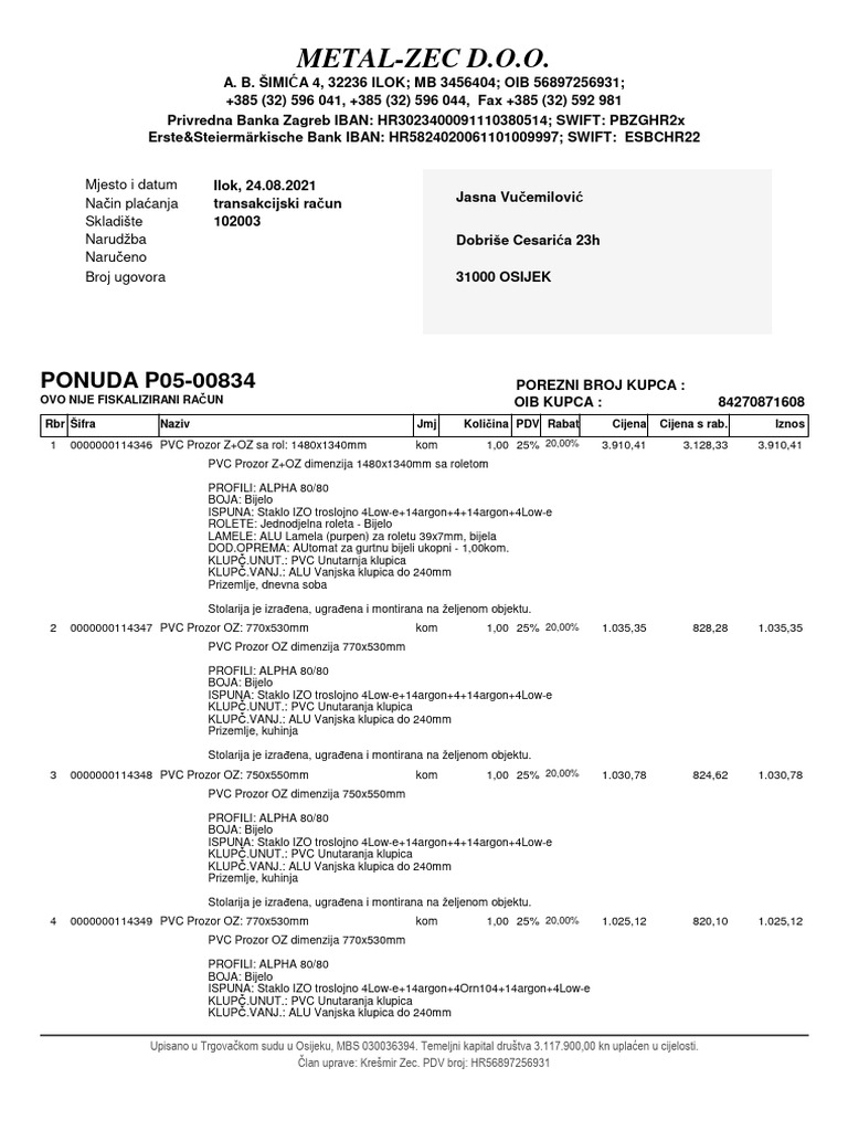 Vučemilović Ponuda p05-00834 | PDF