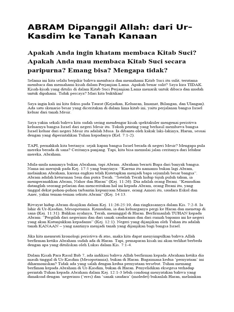 Pemanggilan Abraham dari Ur-Kasdim | PDF