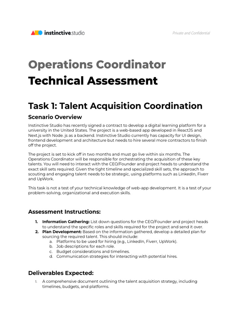 Operations Coordinator Technical Assessment v2 | PDF | Linked In ...
