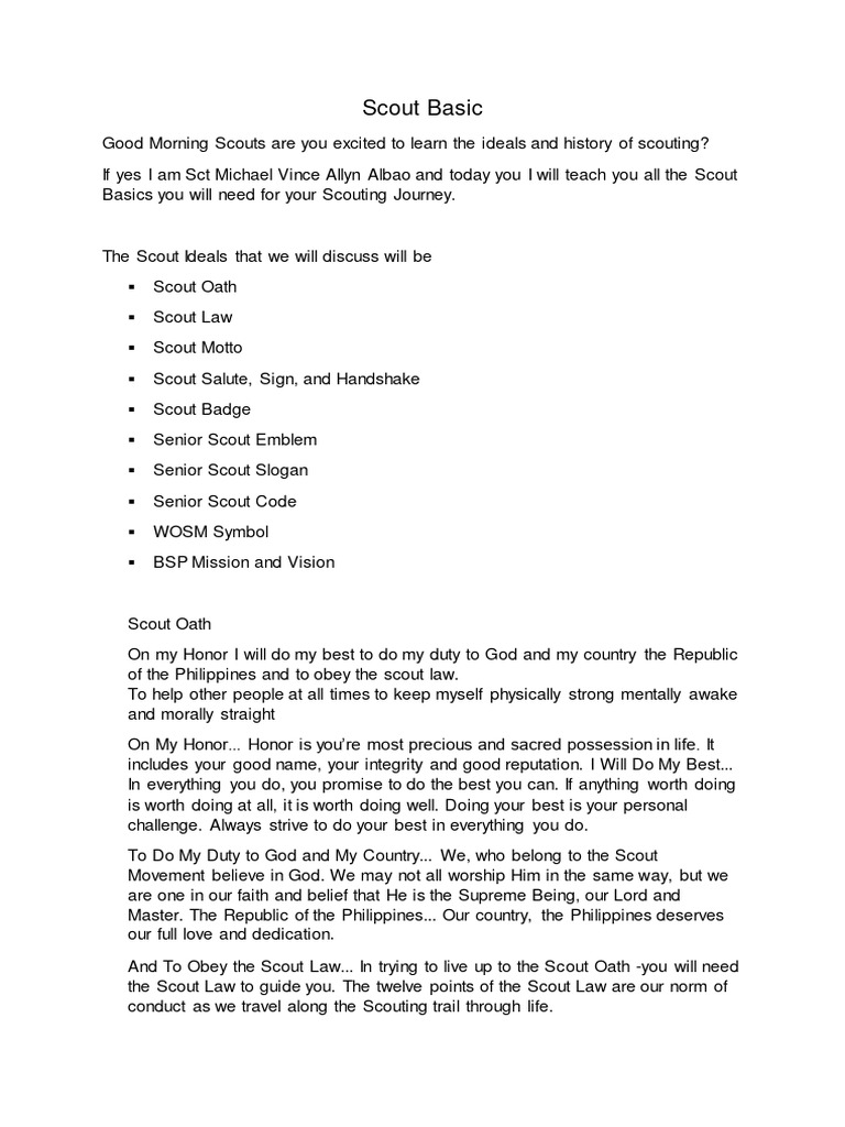 Scout Basic | PDF | Scouting | Outdoor Recreation Organizations