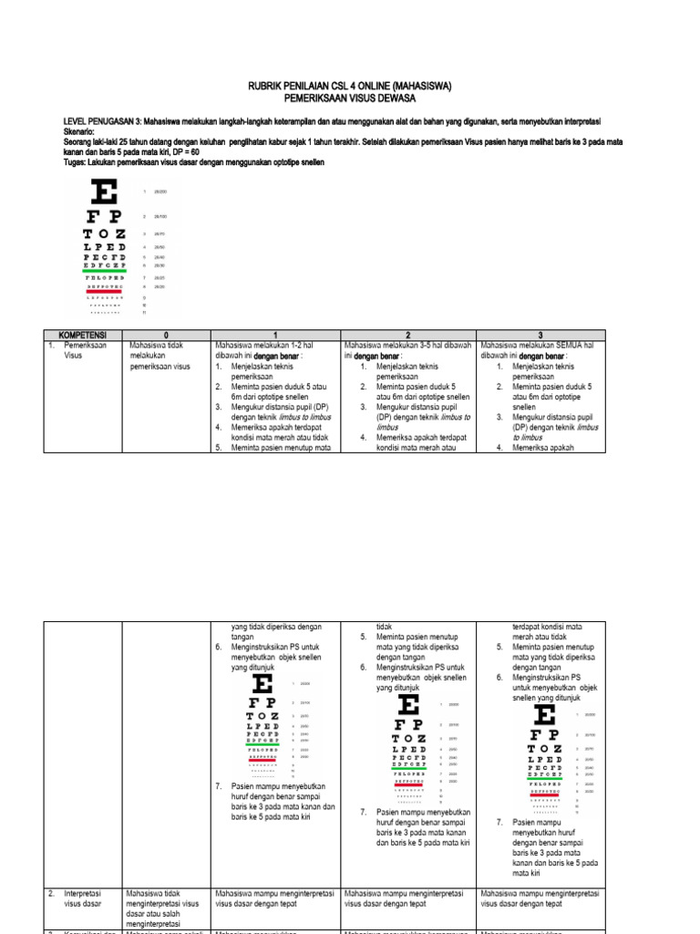 PEMERIKSAAN VISUS DEWASA Buat Mahasiswa | PDF