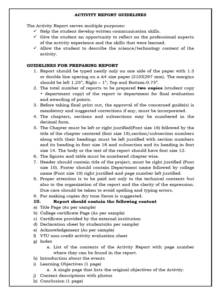 Activity Report Guidelines | PDF | Career & Growth