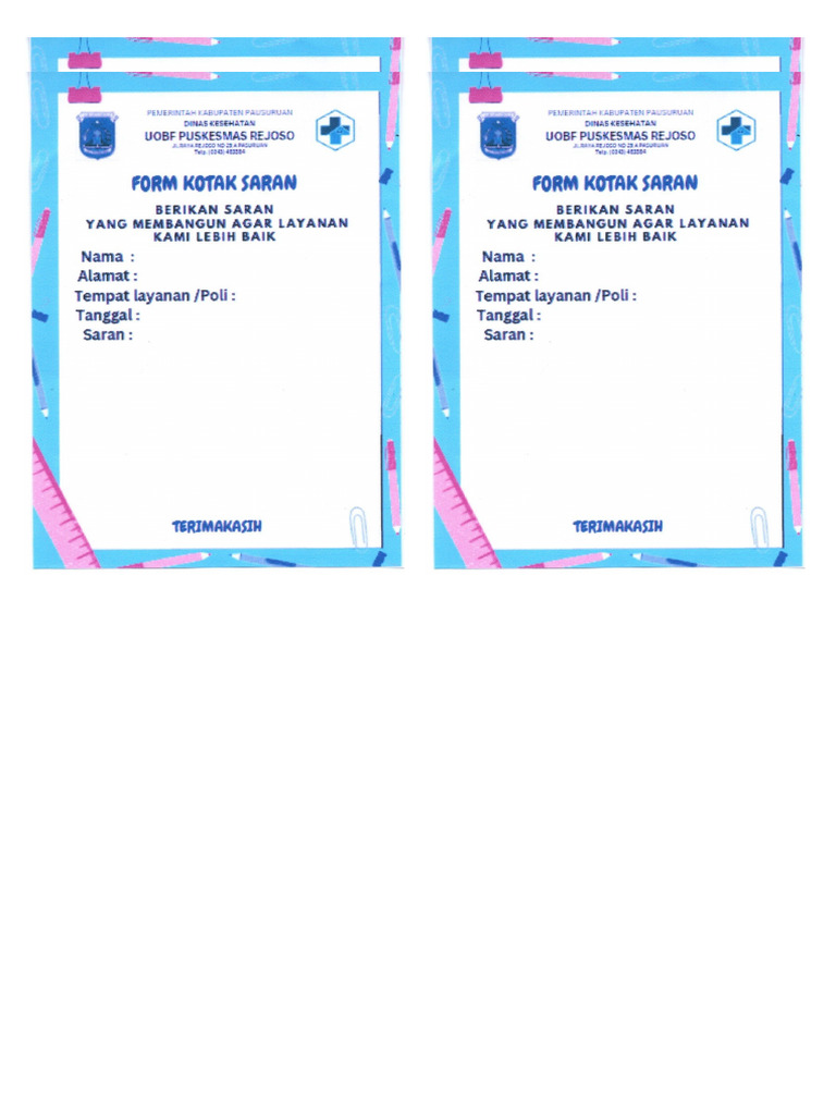 Form Kotak Saran | PDF