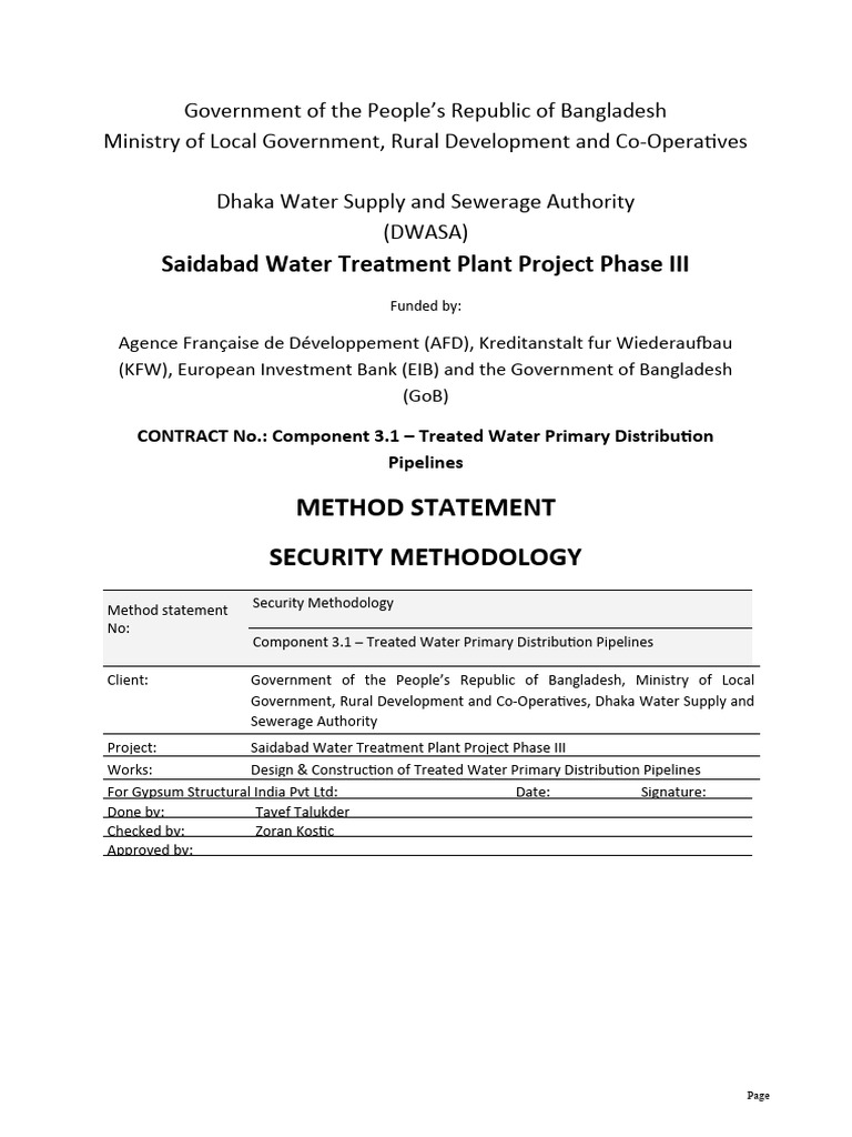 Dhaka Water Project Security Methodology | PDF | Securities