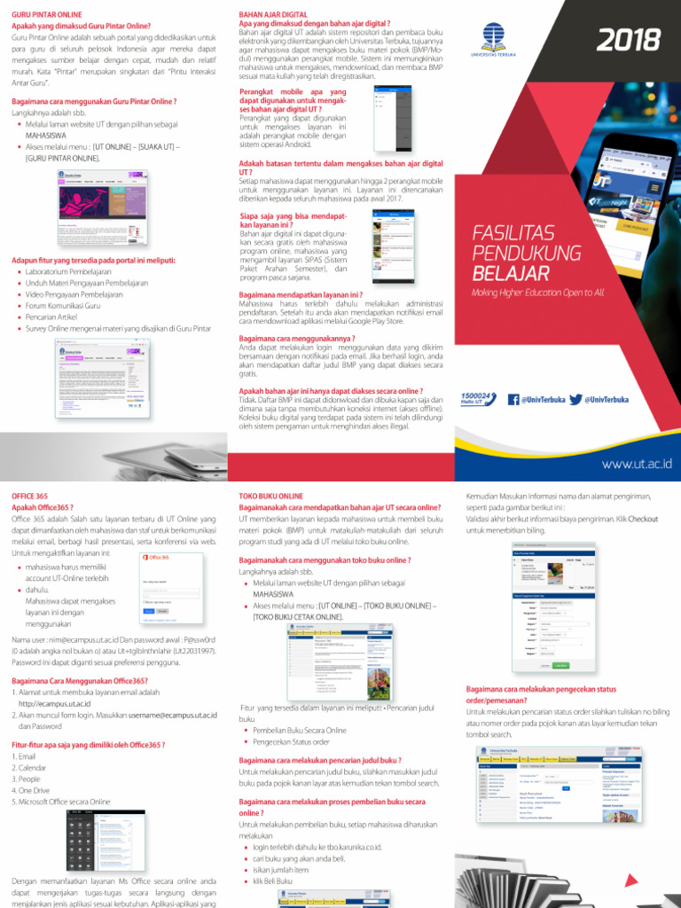 Leaflet Fasilitas Pendukung Belajar UT | PDF