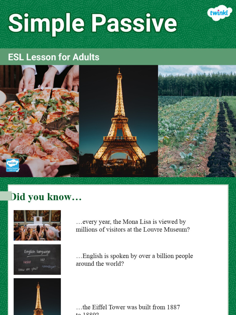 T 1704358839 Esl Simple Passive Powerpoint Adults b1 b2 Ver 1 | PDF | Verb | Subject (Grammar)