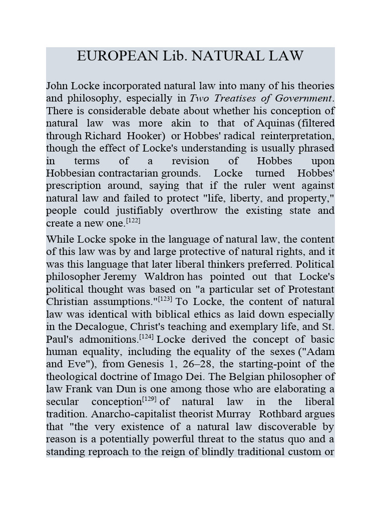 european natural law | PDF | Natural Law | John Locke