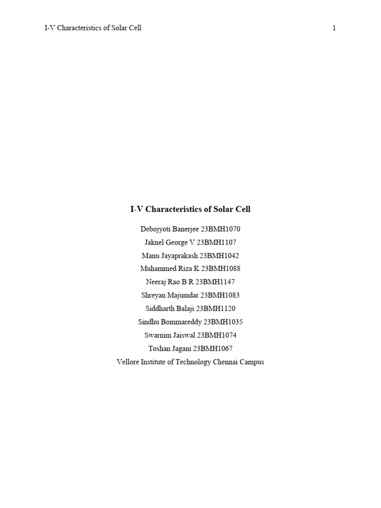 Phy Solar Cell Report - Fair | PDF | Photovoltaics | Solar Cell