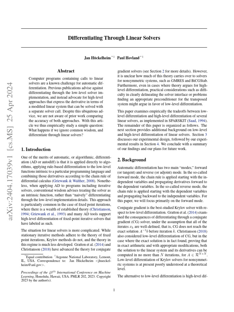 Differentiating Through Linear Solvers | PDF | Derivative | Matrix (Mathematics)