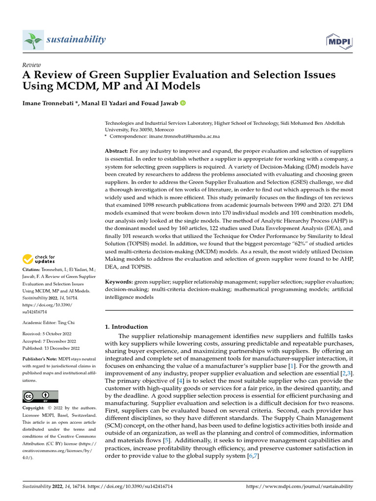 Sustainability 14 16714 v2 | PDF | Supply Chain | Supply Chain Management
