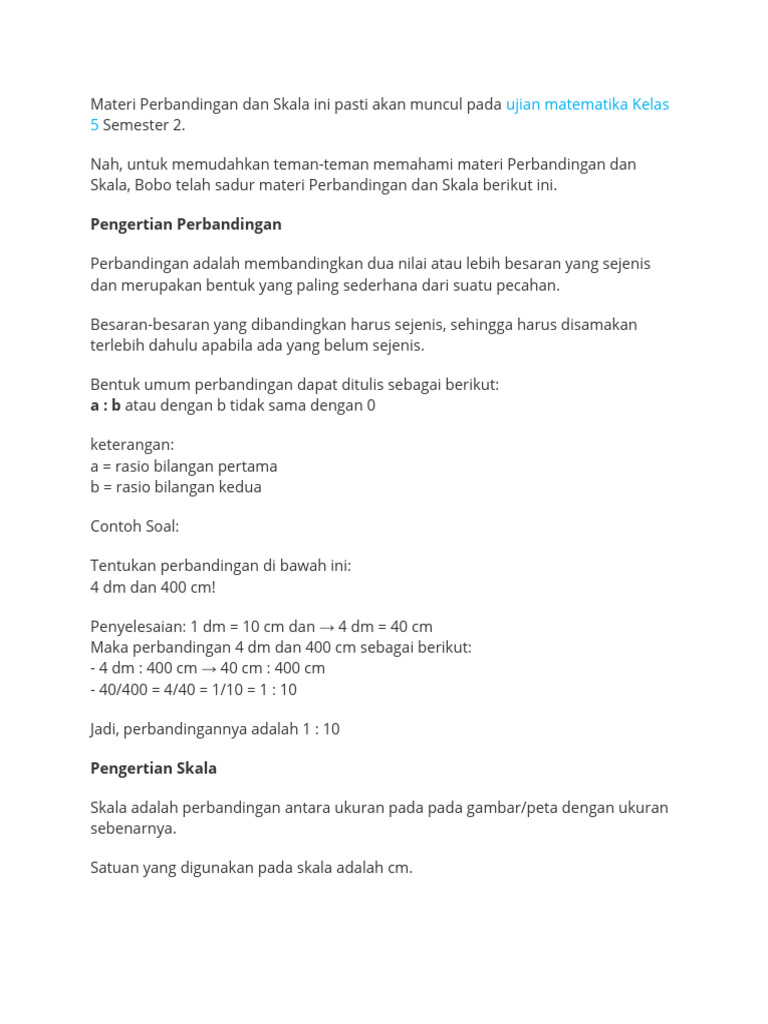 Materi Perbandingan Dan Skala | PDF