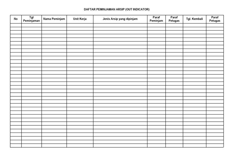 Contoh Formulir Peminjaman Arsip | PDF