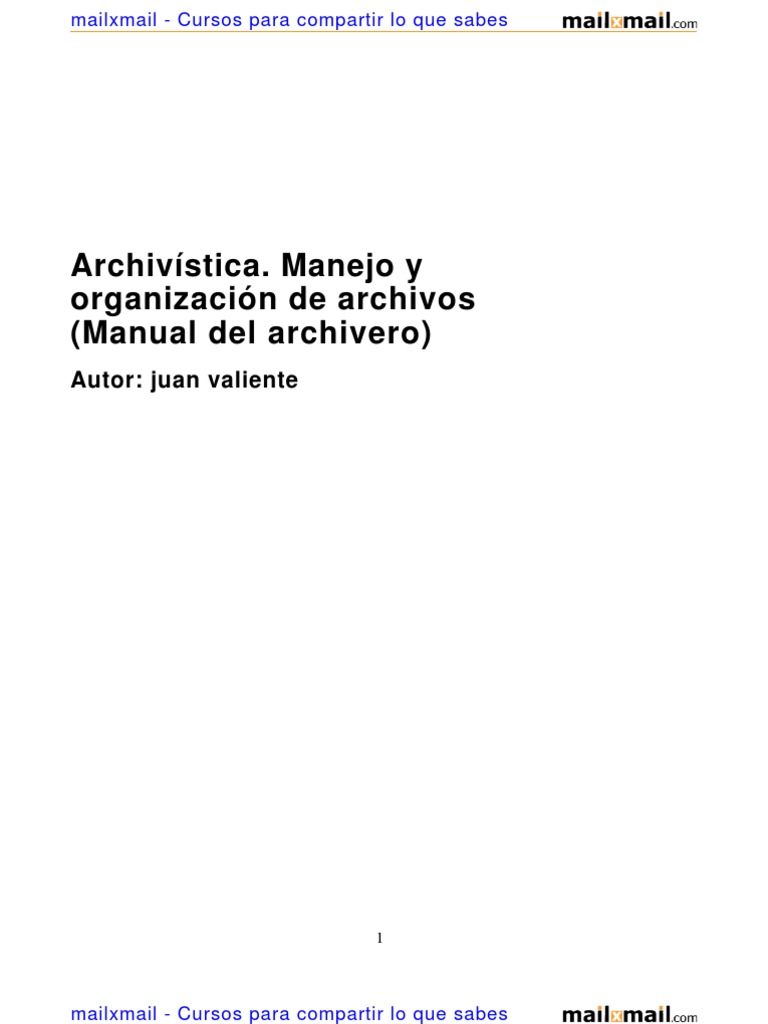 Archivonomía El Manejo y Organización Del Archivo | Descargar gratis ...