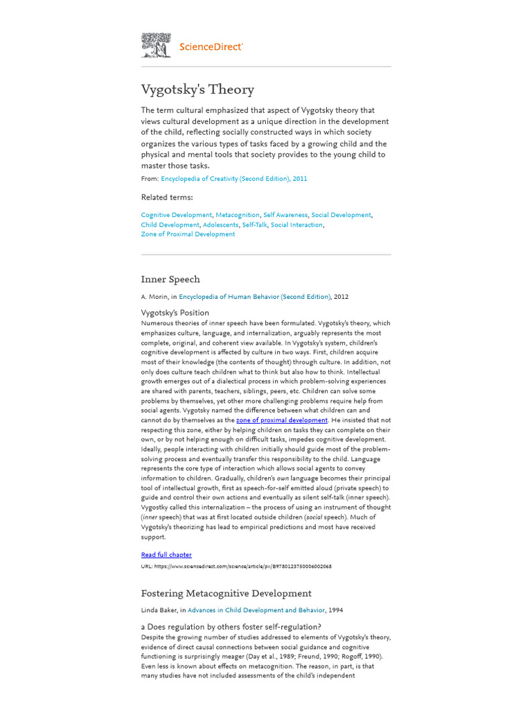 Vygotsky's Theory - an overview _ ScienceDirect Topics | PDF ...