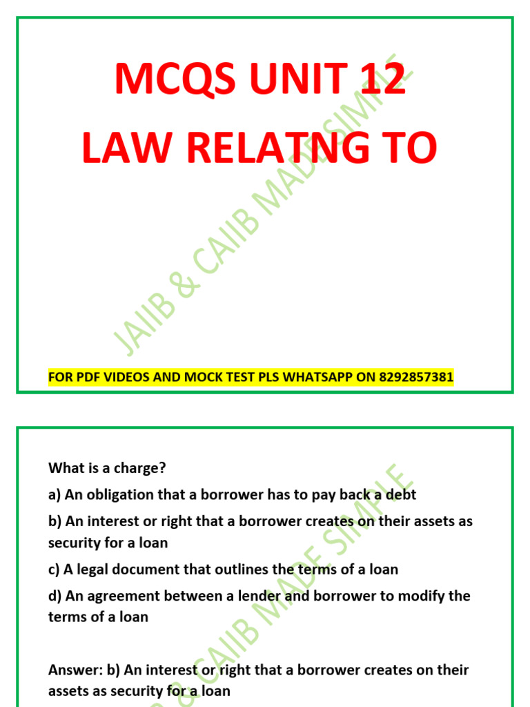 Law of Charges and Mortgages Explained | PDF | Mortgage Law | Loans