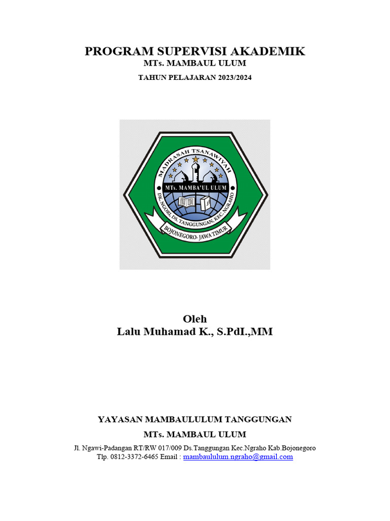 Program Supervisi Akademik 2023-2024 | PDF