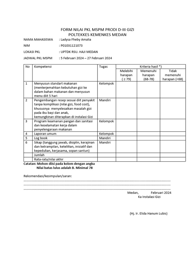 3 Form - Nilai - PKL - MSPM - PS - DIII - 2024 | PDF