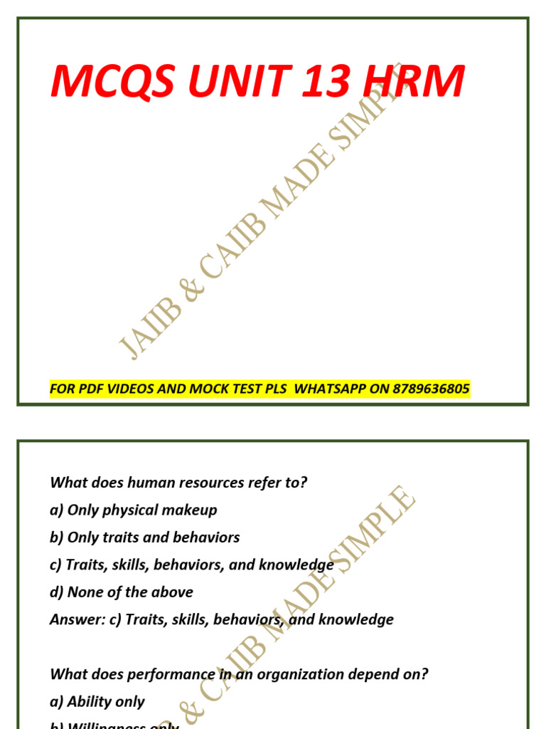 UNIT 13 HRM-1 - CAIIB Elective HRM | PDF | Human Resources | Employment