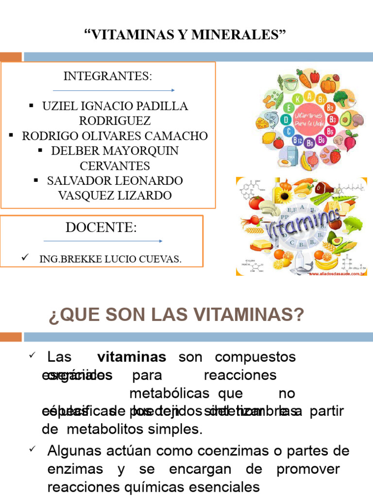 Vitaminas y Minerales: Guía Esencial | PDF | Vitamina | Metabolismo