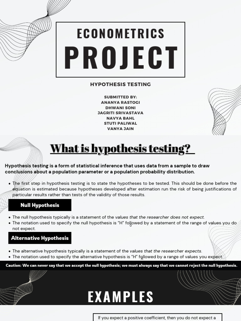 Hypothesis Testing in Econometrics | PDF | Statistical Hypothesis ...