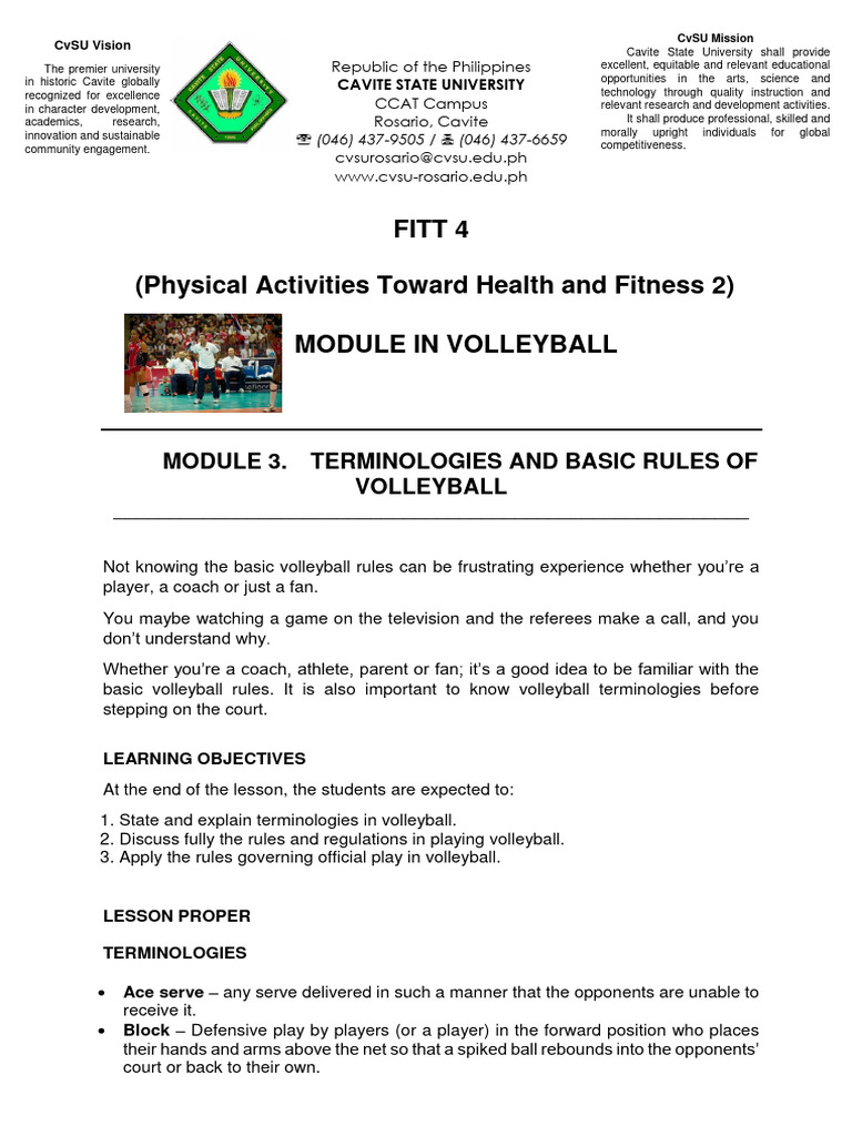 Volleyball Terminology and Rules Guide | PDF | Volleyball | Indoor Sports