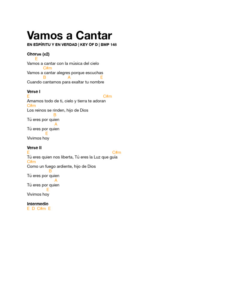 Canción de Alabanza: Vamos a Cantar | PDF