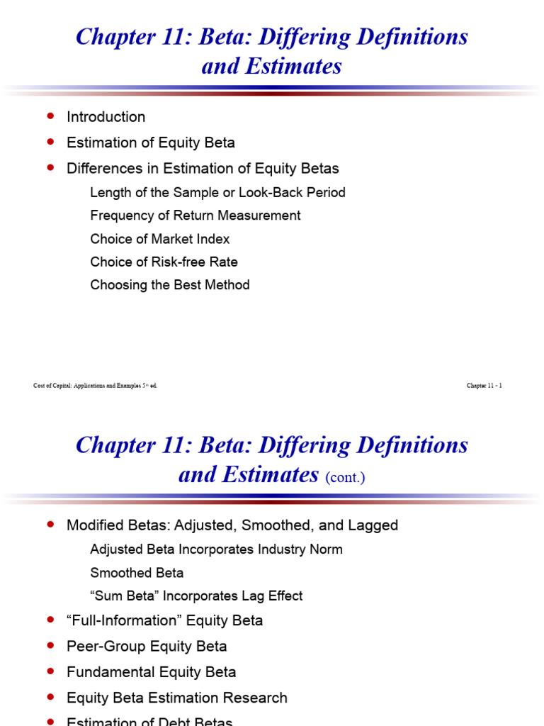 COC 5th Ed-Chapter 11 | PDF | Beta (Finance) | Capital Asset Pricing Model