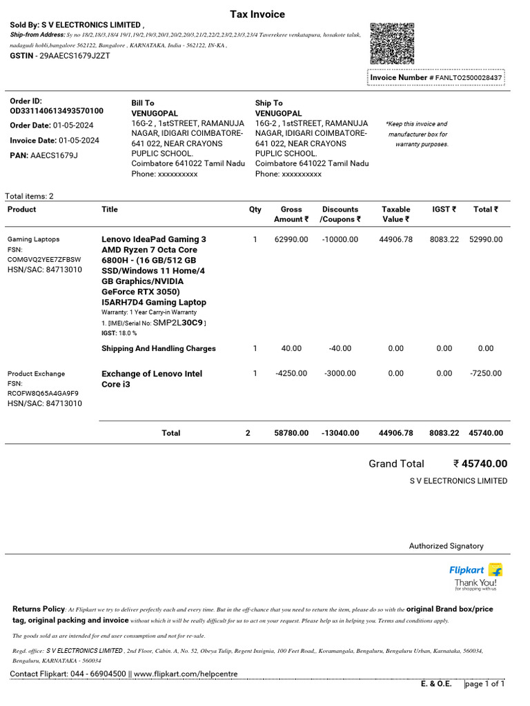 Invoice OD331140613493570100 | PDF | Personal Computers | Computer Hardware