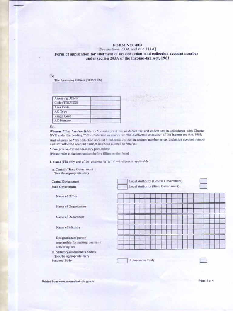 TAN Application Offline Form | PDF