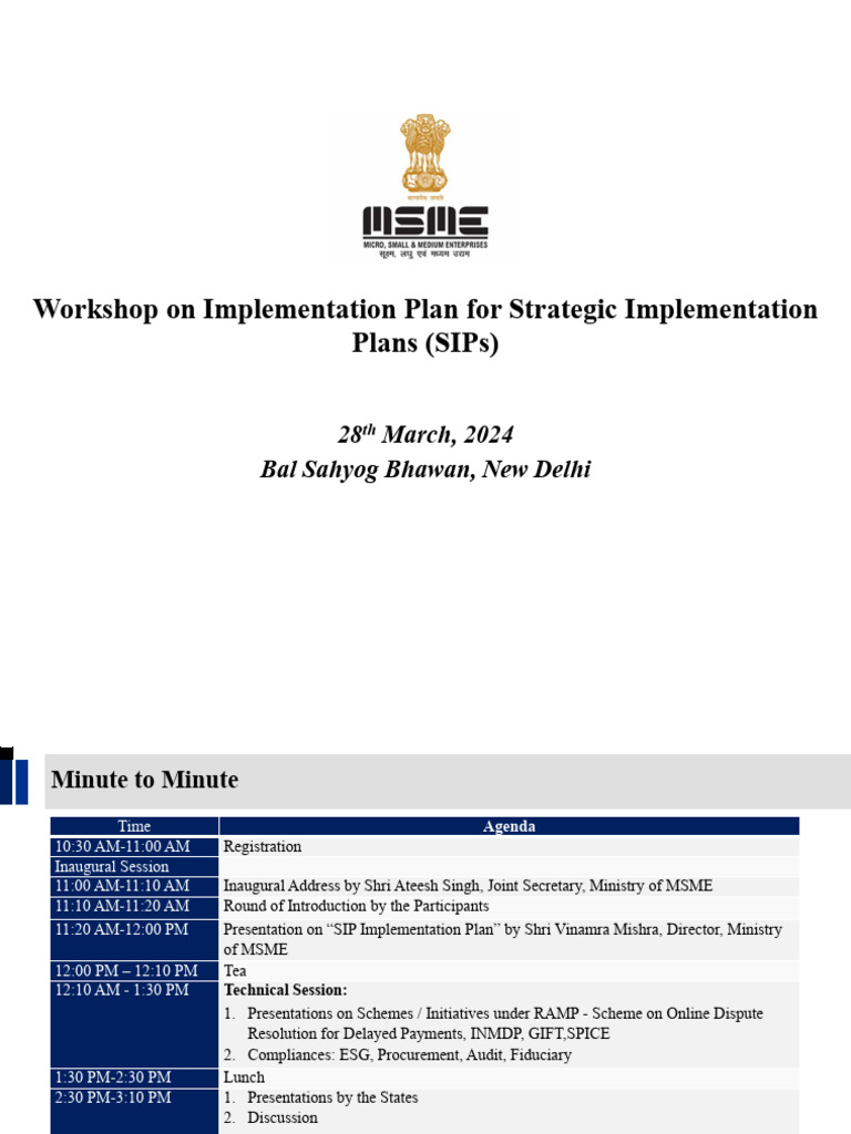 SIP Implementation Plan Workshop - 28th Mar 24 | PDF