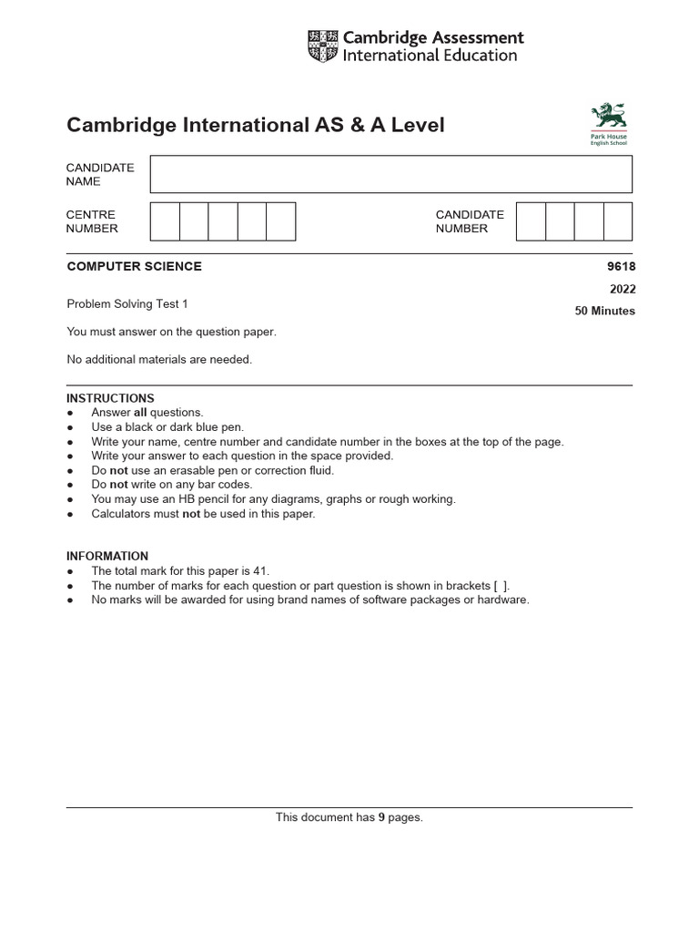 Problem Solving Test 1 Pdf String Computer Science Algorithms