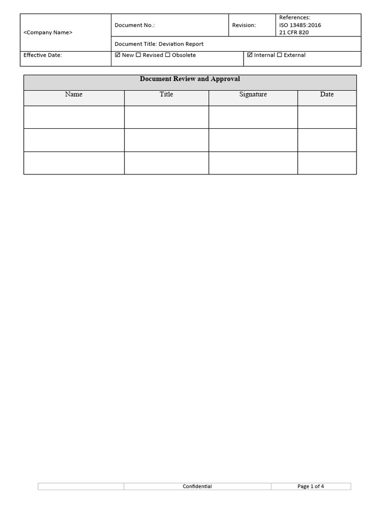 V.01 Deviation Report - UMPL | PDF | Risk