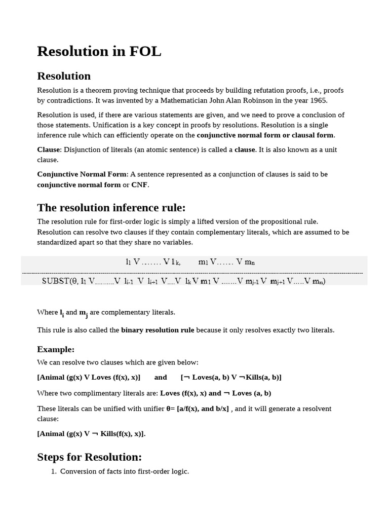 Resolution In Fol Pdf Formalism Deductive Metalogic