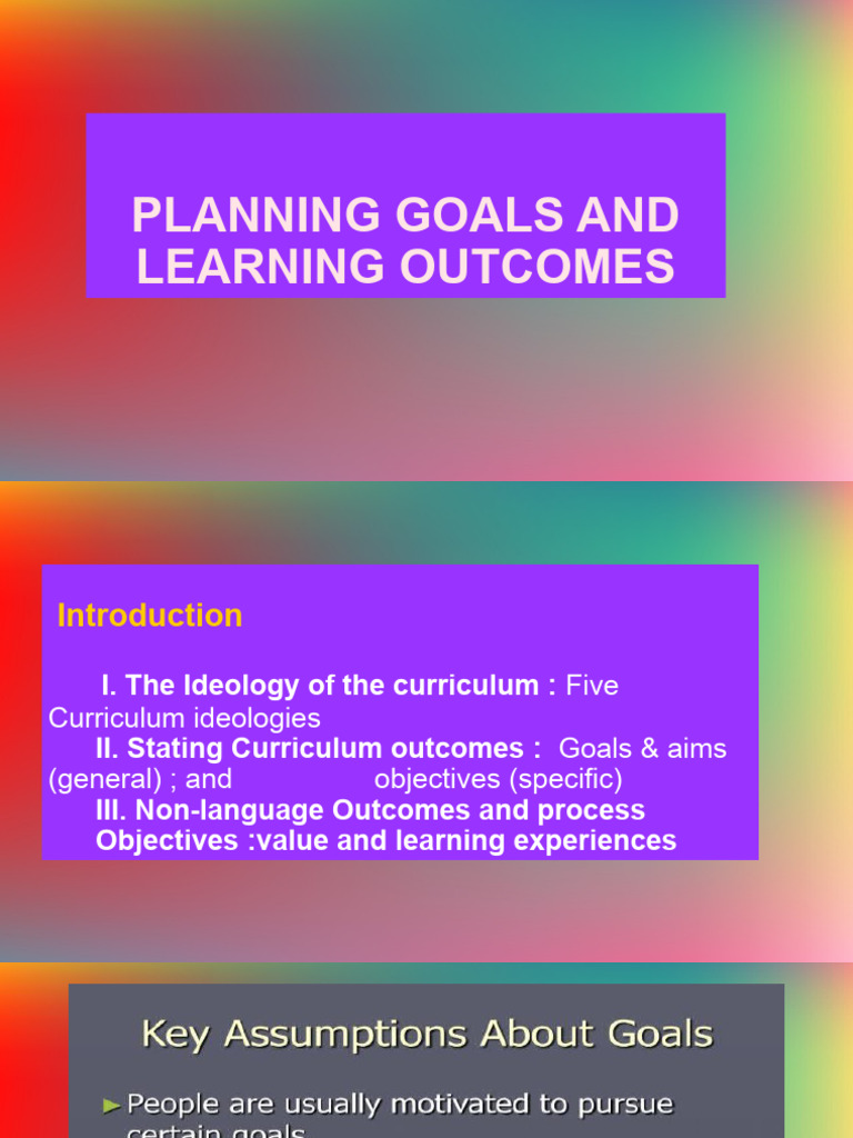 Planning Goals and Learning Outcomes | PDF | Curriculum | Learning
