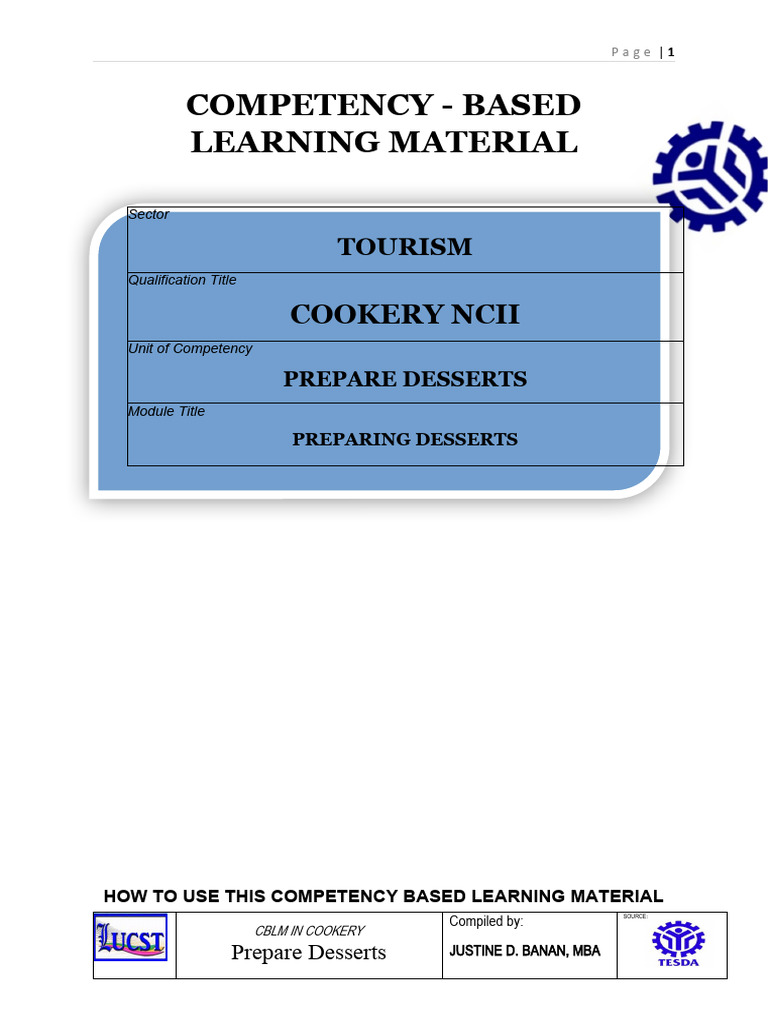 CBLM Desserts | PDF | Sucrose | Vanilla
