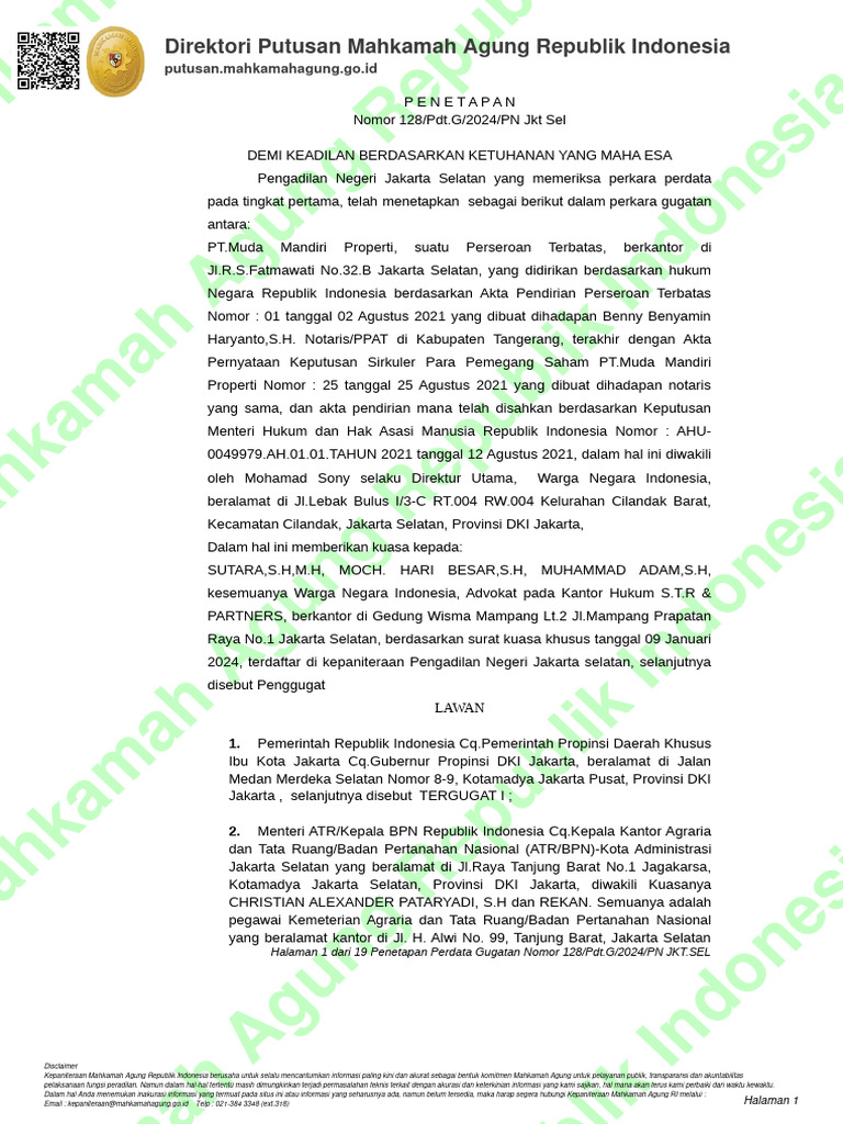 Putusan 128 PDT.G 2024 PN JKT - Sel 20240512220948 | PDF
