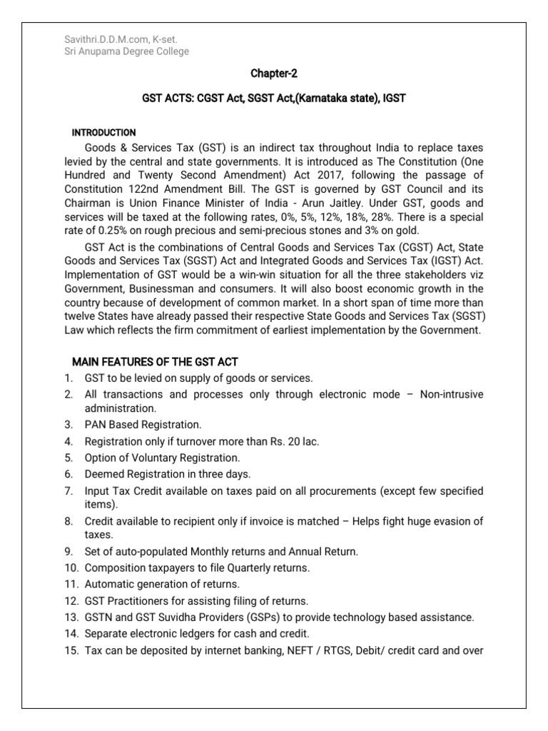GST Notes Chapter 2-1 | PDF